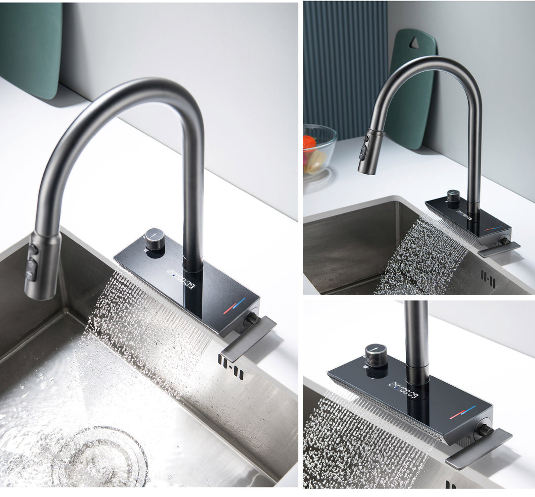 Multifunctional Flying Rain Waterfall Pull Out Sink Kitchen Faucet | F ...